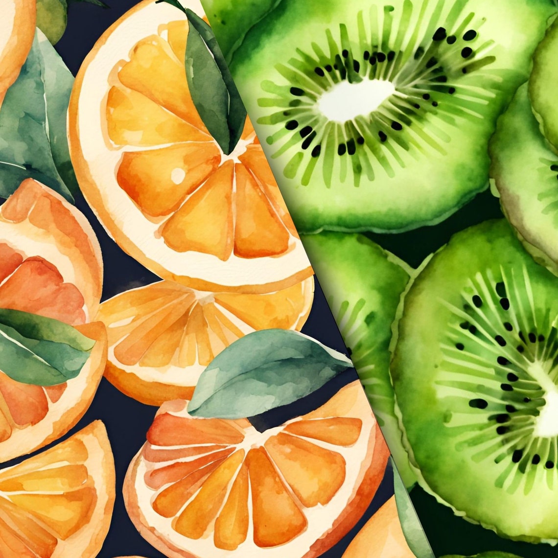Watercolor Fruit Pattern Digital Papers, Summer Themed Scrapbooking ...