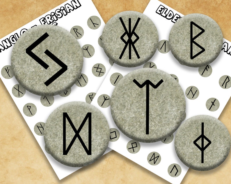 RUNIC ALPHABET Digital Collage Sheet,s Runes Pagan Heathen,printable ...