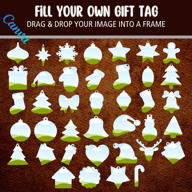 Fill Your Own Christmas Gift Tags Canva Frames,holiday Present Label ...
