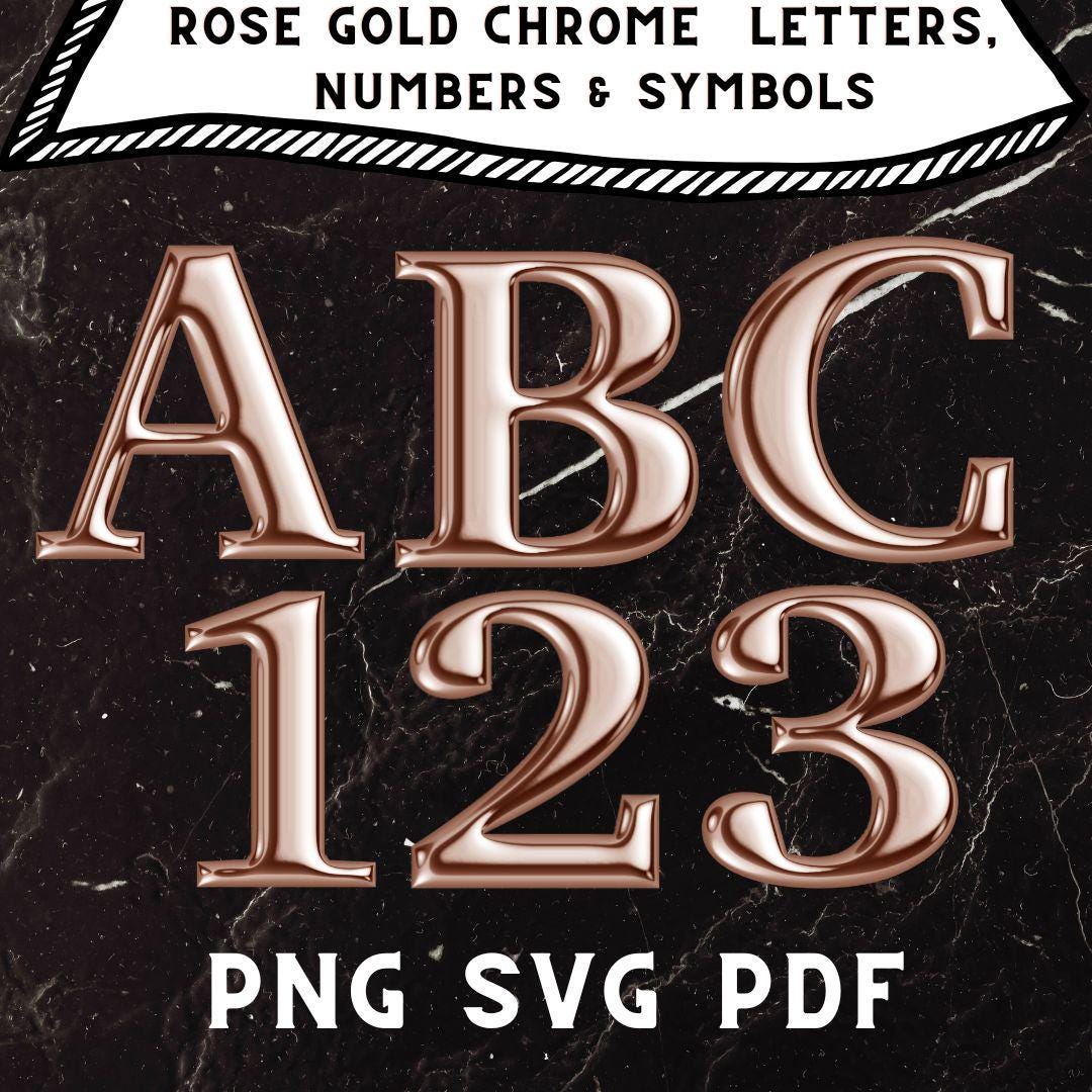 Rose Gold Chrome Alphabet Letters,liquid Rose Gold Alphabet Letters in ...