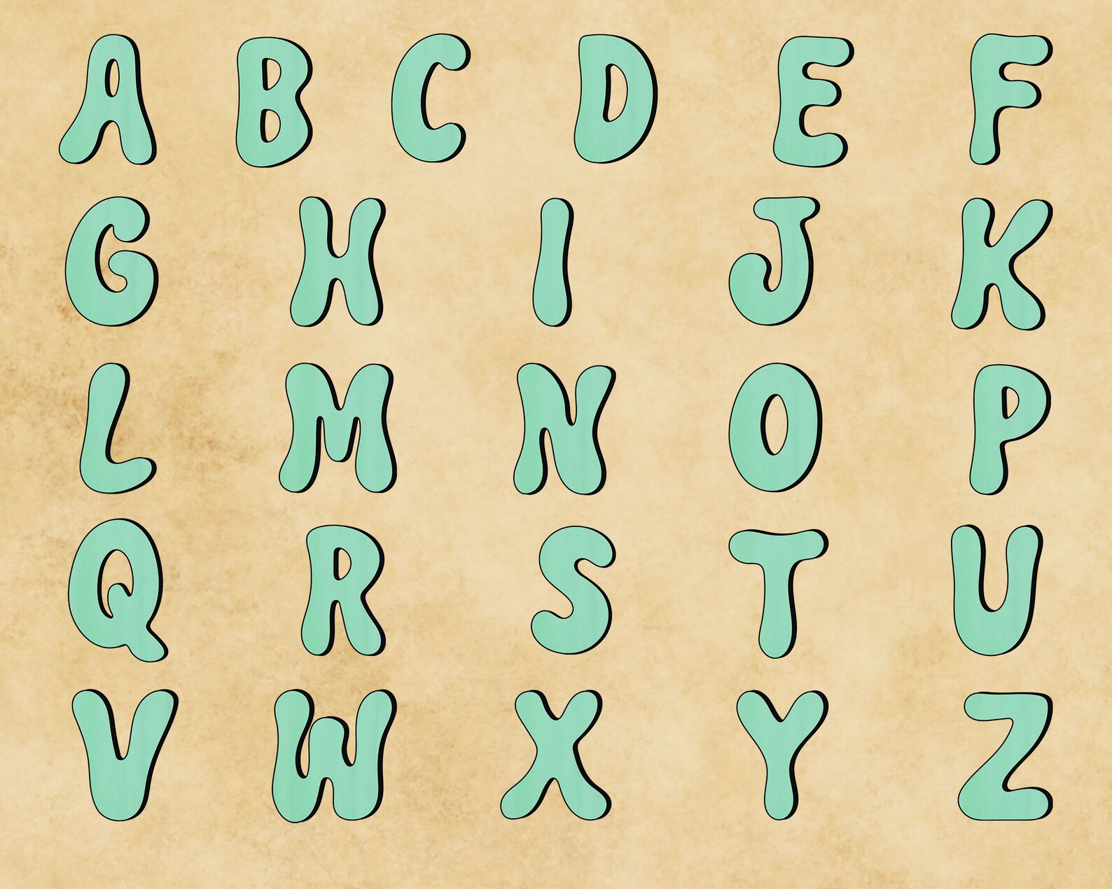 Retro Alphabet Letters, Boho Alphabet Letters Set, Retro Doodle Letters ...