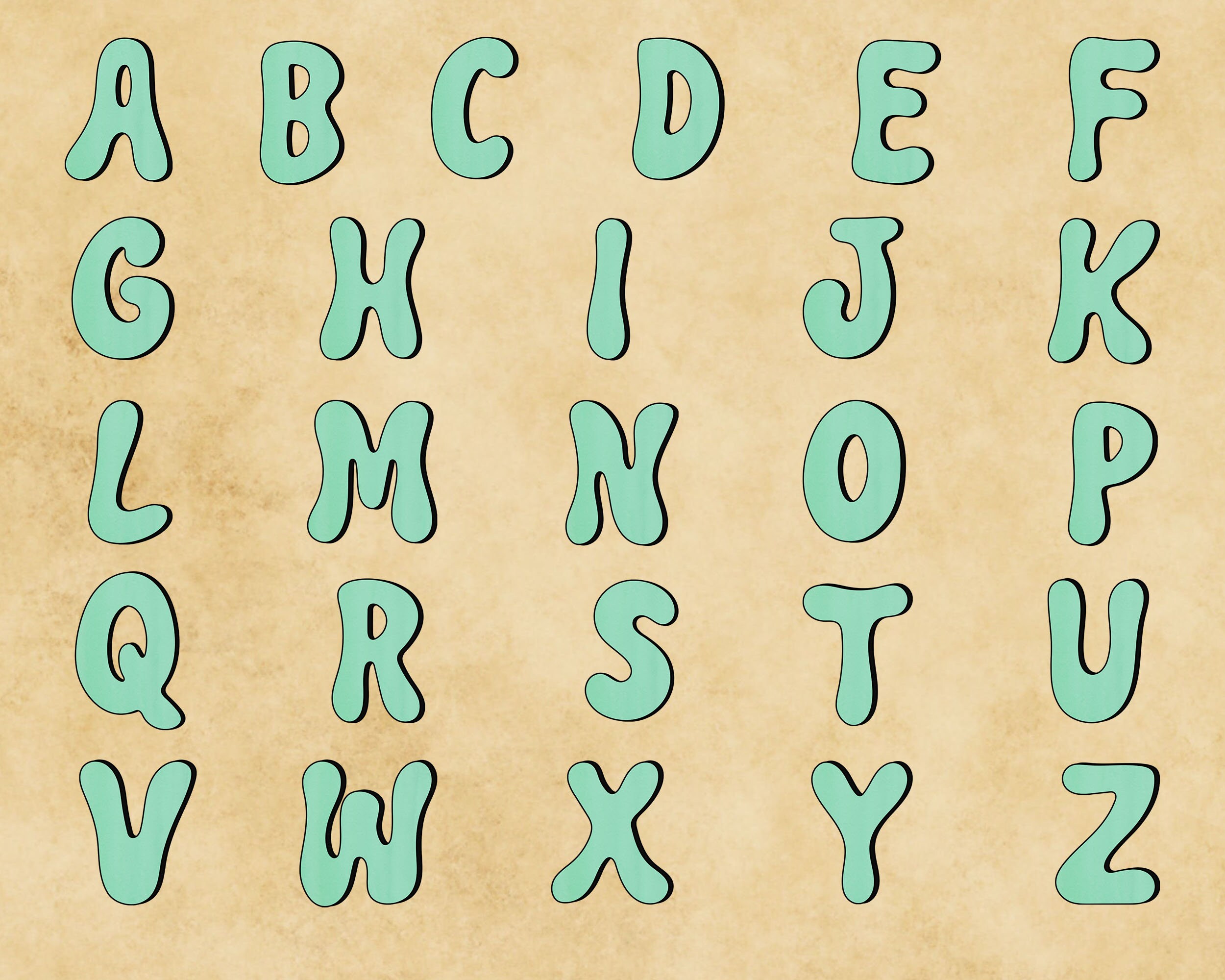 Retro Alphabet Letters, Boho Alphabet Letters Set, Retro Doodle Letters ...