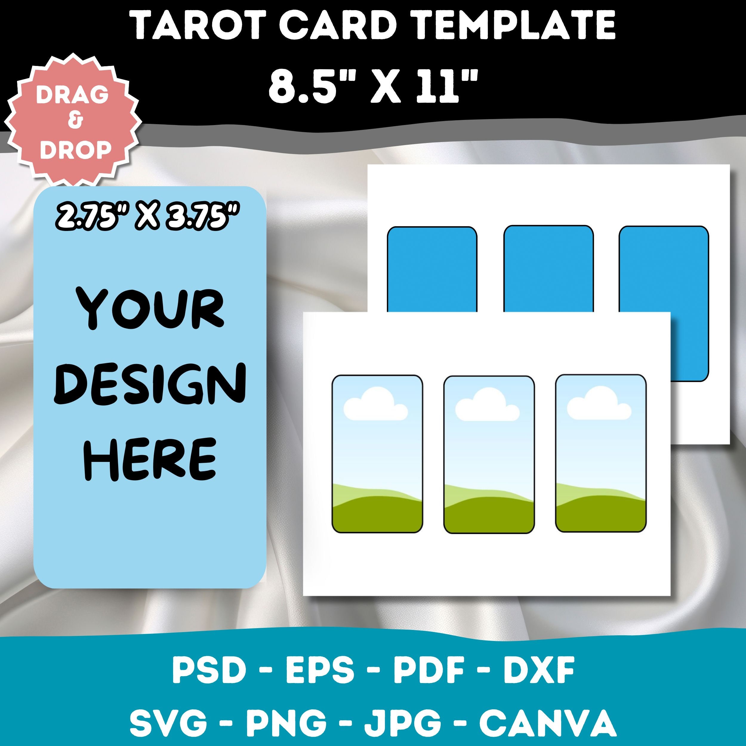 Tarot Card Editable Template 2.75"x4.75", Canva Tarot Template, DIY ...