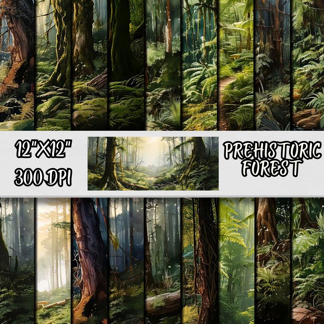 Prehistoric Forest Digital Papers,ancient Forest Scrapbooking Paper ...
