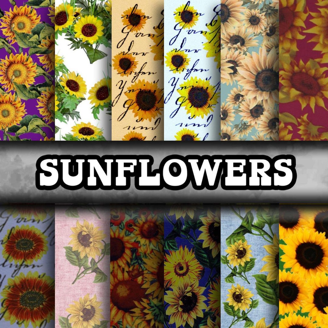 Vintage Sunflower Digital Paper Pack - Sunflower Pattern Digital ...