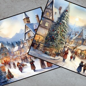 Winter Village JPG Clip Art Set, Snowy Village Scrapbooking Papers ...