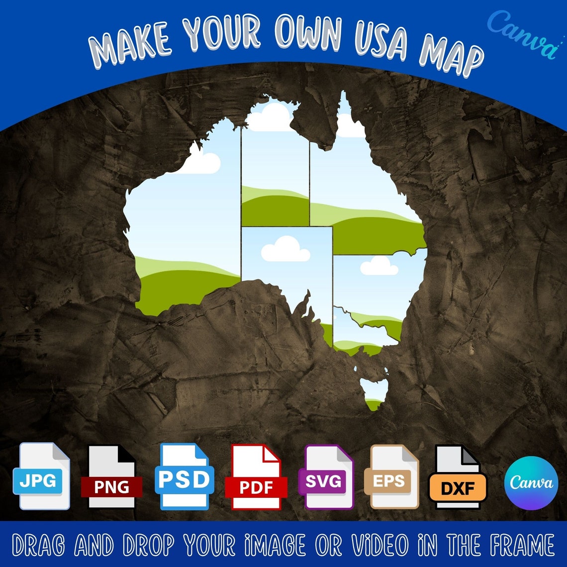 Editable Australian Map Photo Collage ,create Your Own Aussie Map Photo ...