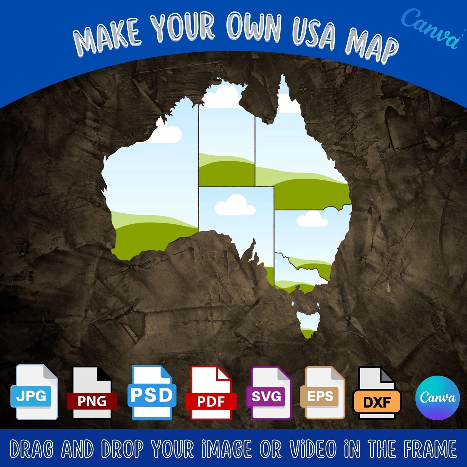 Editable Australian Map Photo Collage ,create Your Own Aussie Map Photo ...