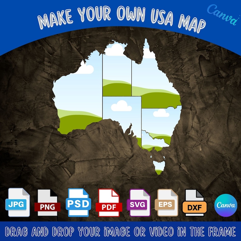 Editable Australian Map Photo Collage ,create Your Own Aussie Map Photo ...