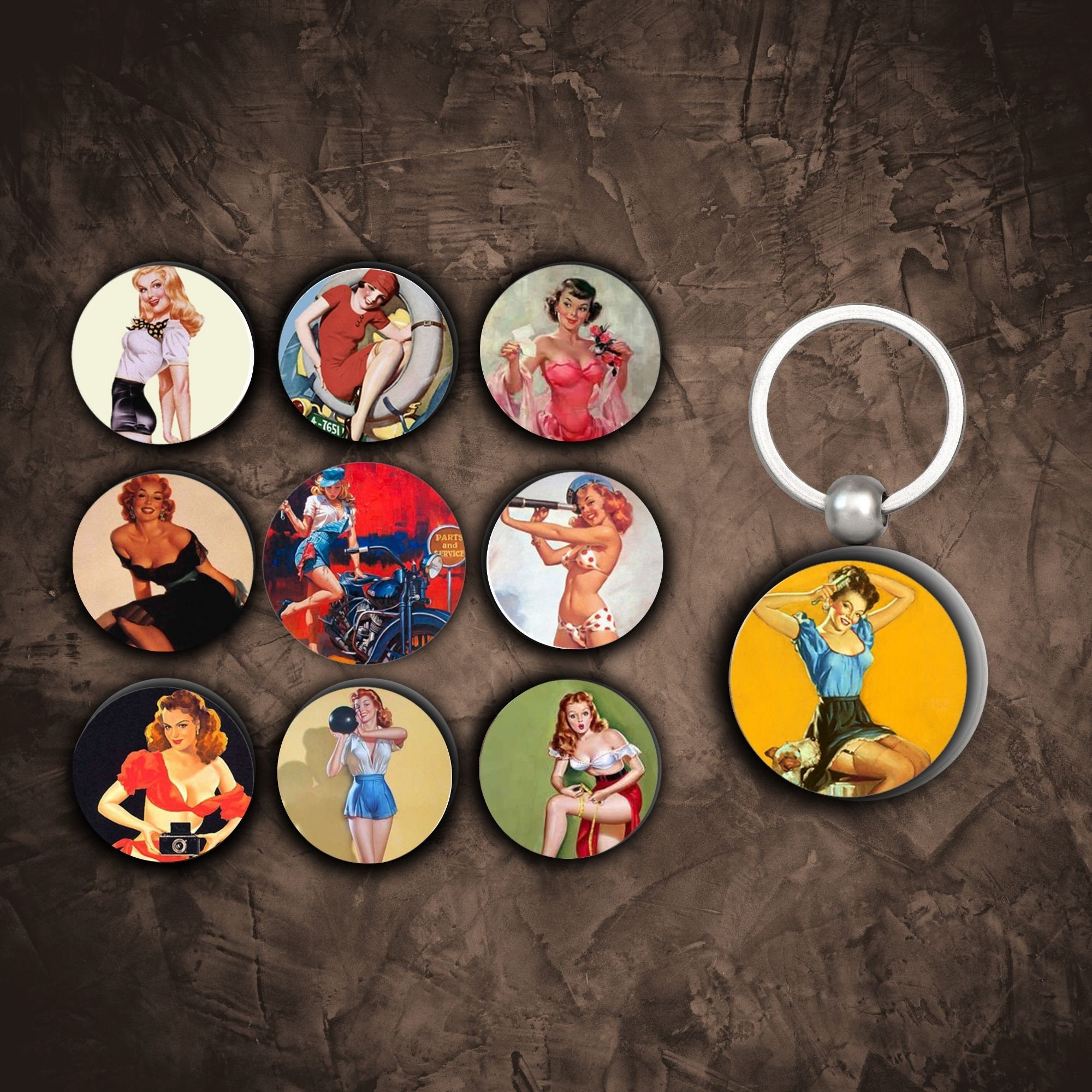 Pin up Girls Digital Collage Sheet-instant Download Printable 1", 1.25 ...