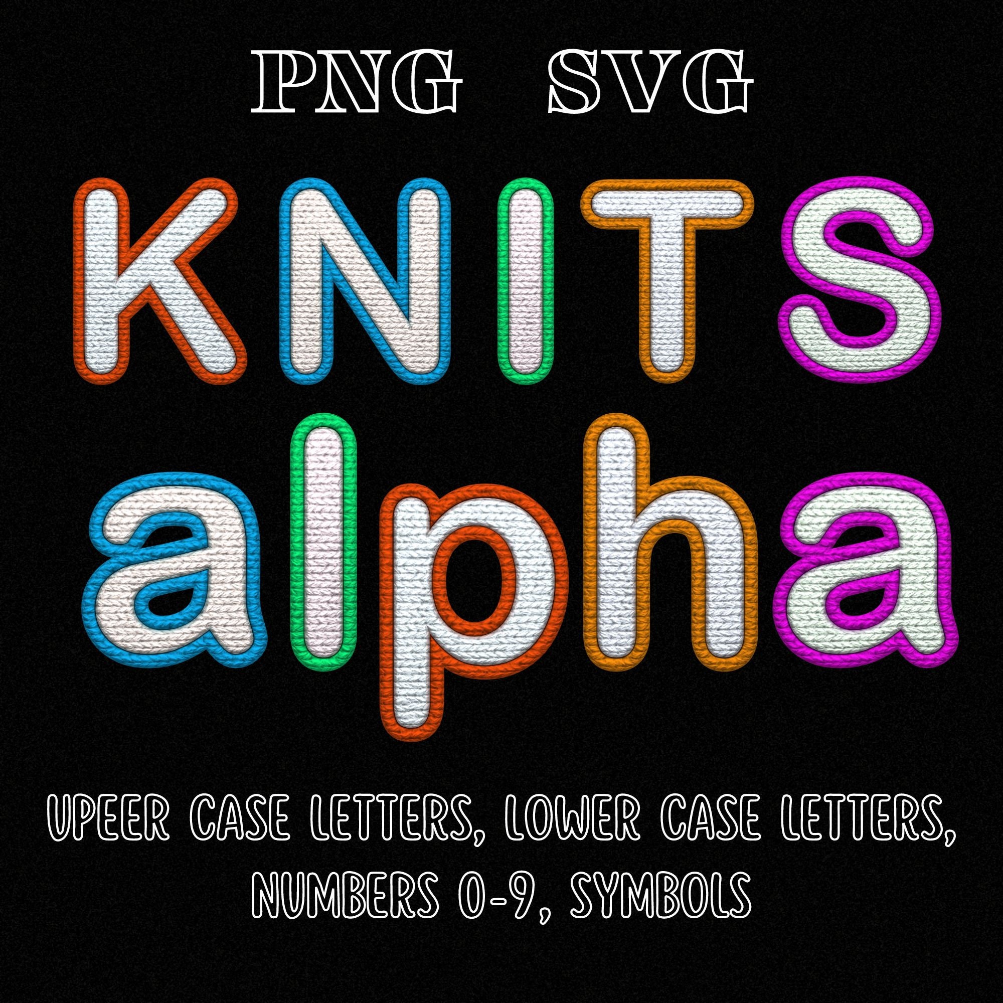 Knit Alphabet Letters and Numbers PNG, Crochet Font Svg , Wool Knitting ...