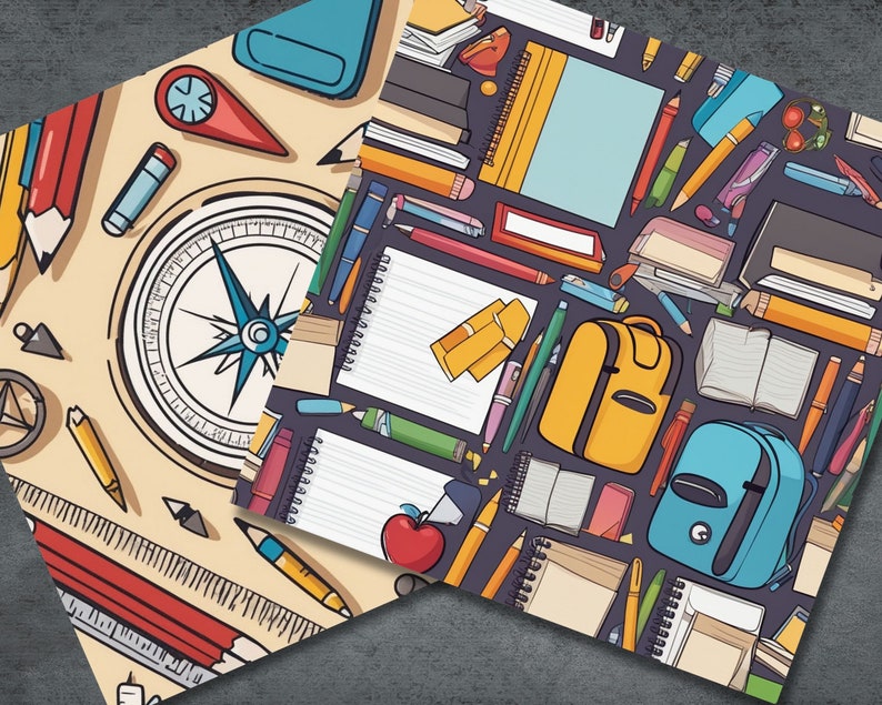 Back to School Digital Paper Bundle, School Days Digital Paper Pack ...