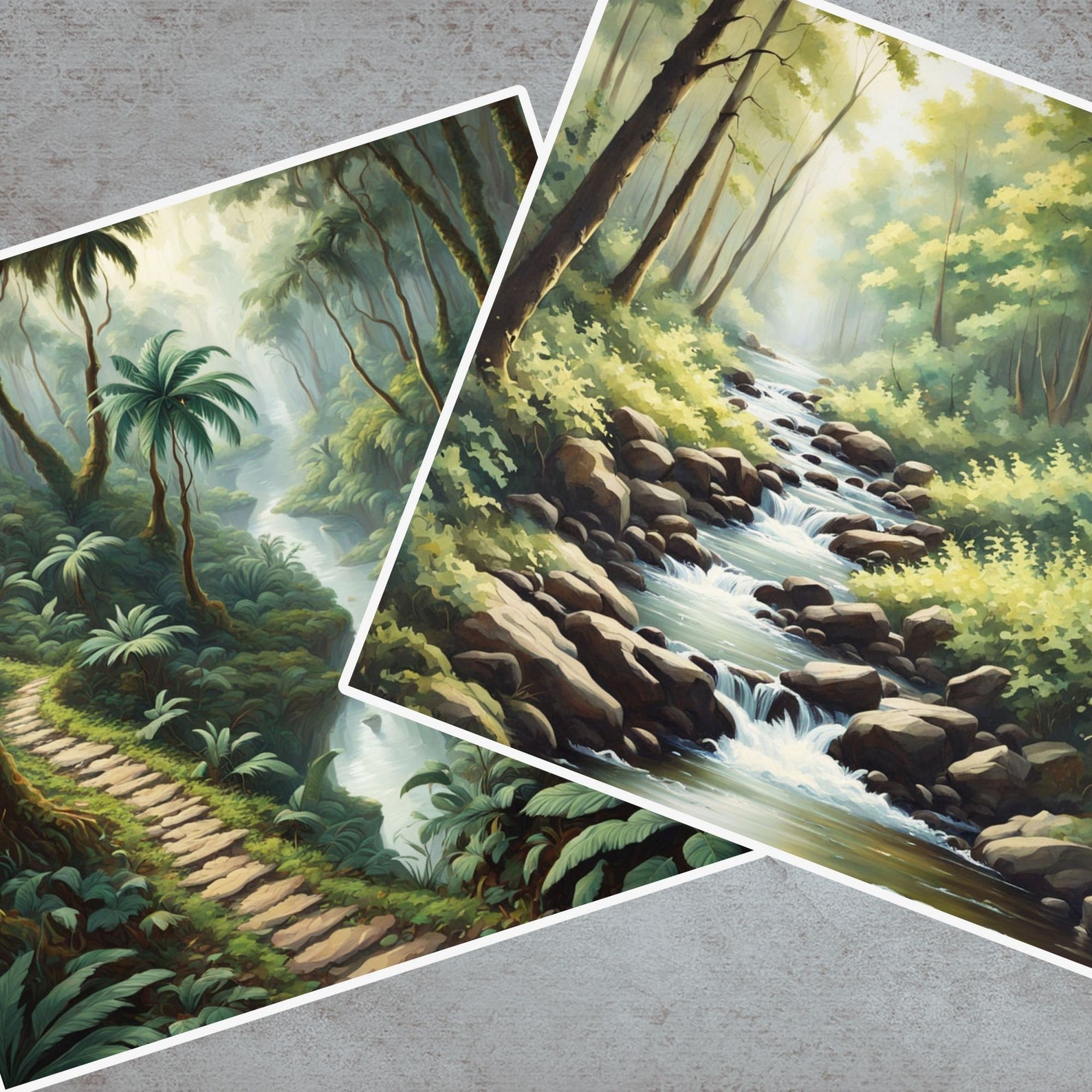 Watercolor Jungle Themed Digital Paper Pack, Jungle Forest Digital ...