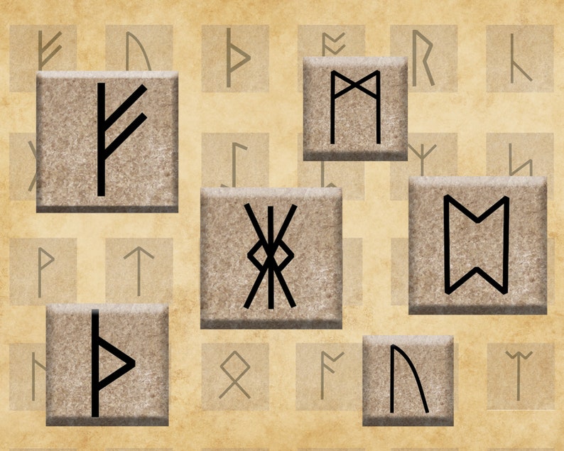 Rune Squares Printable Tiles Digital Collage Sheet,magical Runes for ...