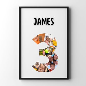 Editable Numbers Photo Collage Template , Digital Print , Digits Photo ...