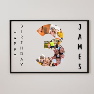 Editable Numbers Photo Collage Template , Digital Print , Digits Photo ...