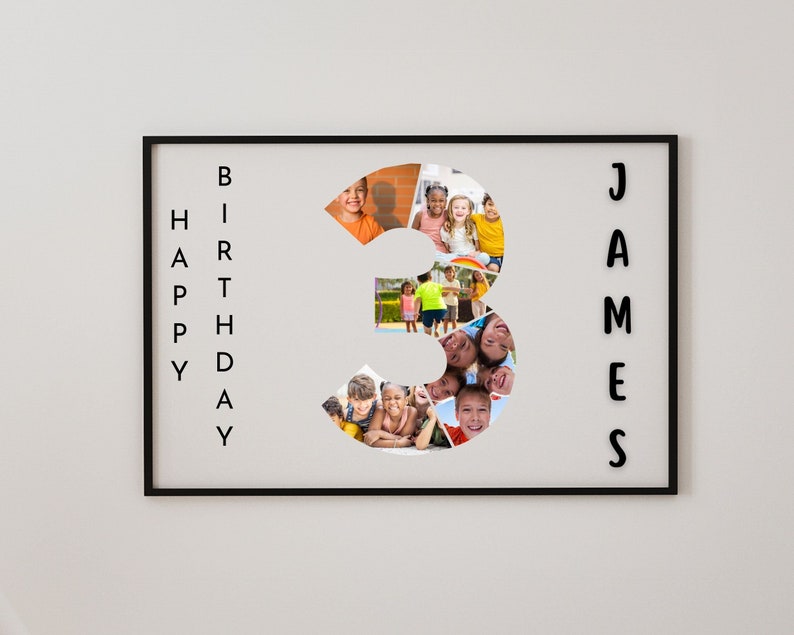 Editable Numbers Photo Collage Template , Digital Print , Digits Photo ...