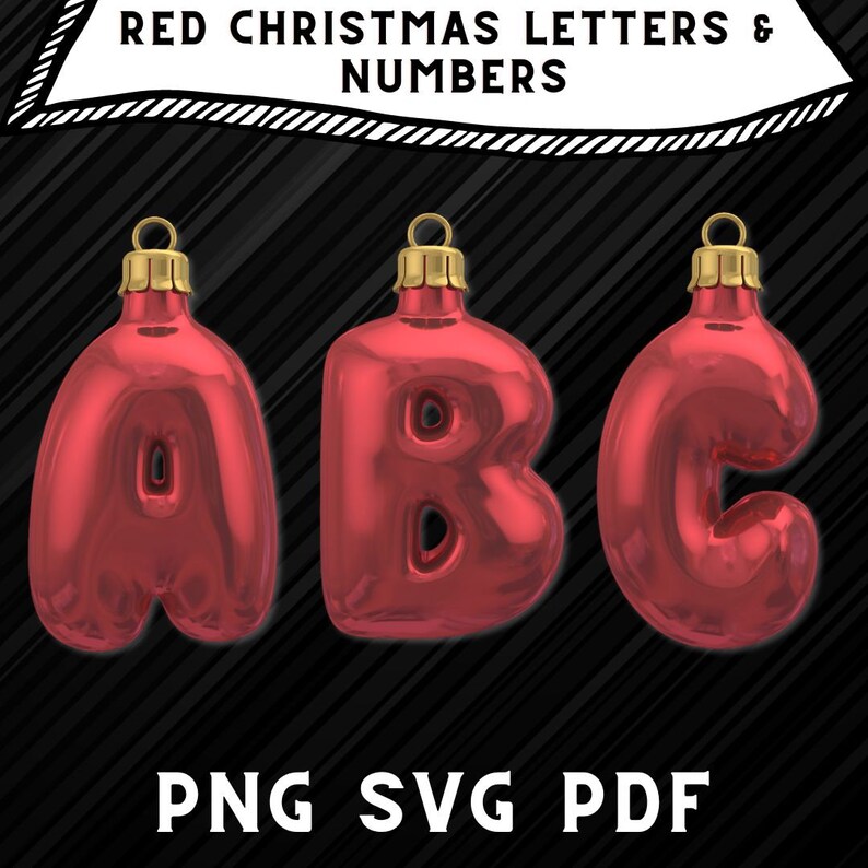 3D Red Christmas Alphabet Letters Set, Holiday Banner Letters, Xmas ...