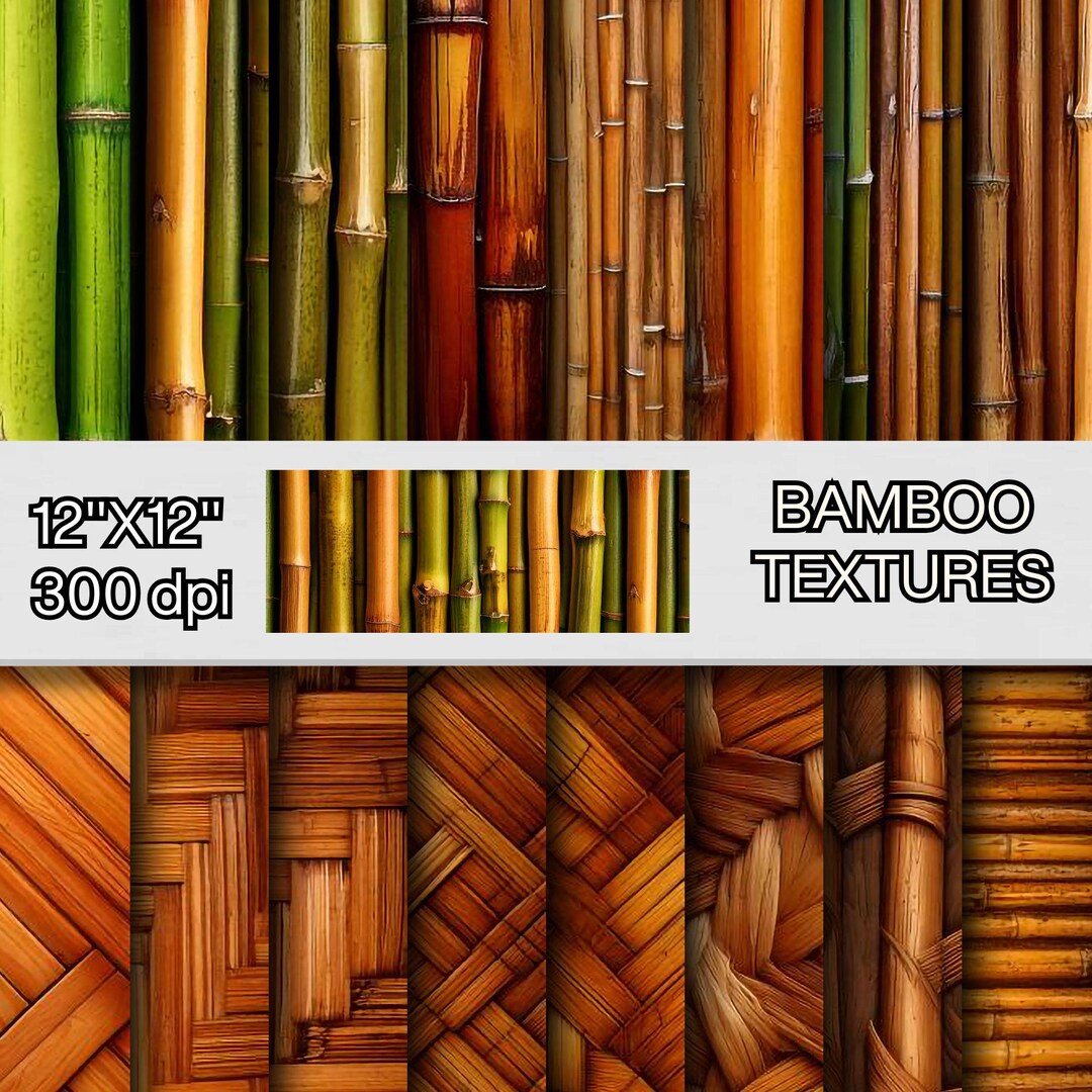 Bamboo Texture Digital Paper Pack, Bamboo Pattern Backgrounds, Nature ...