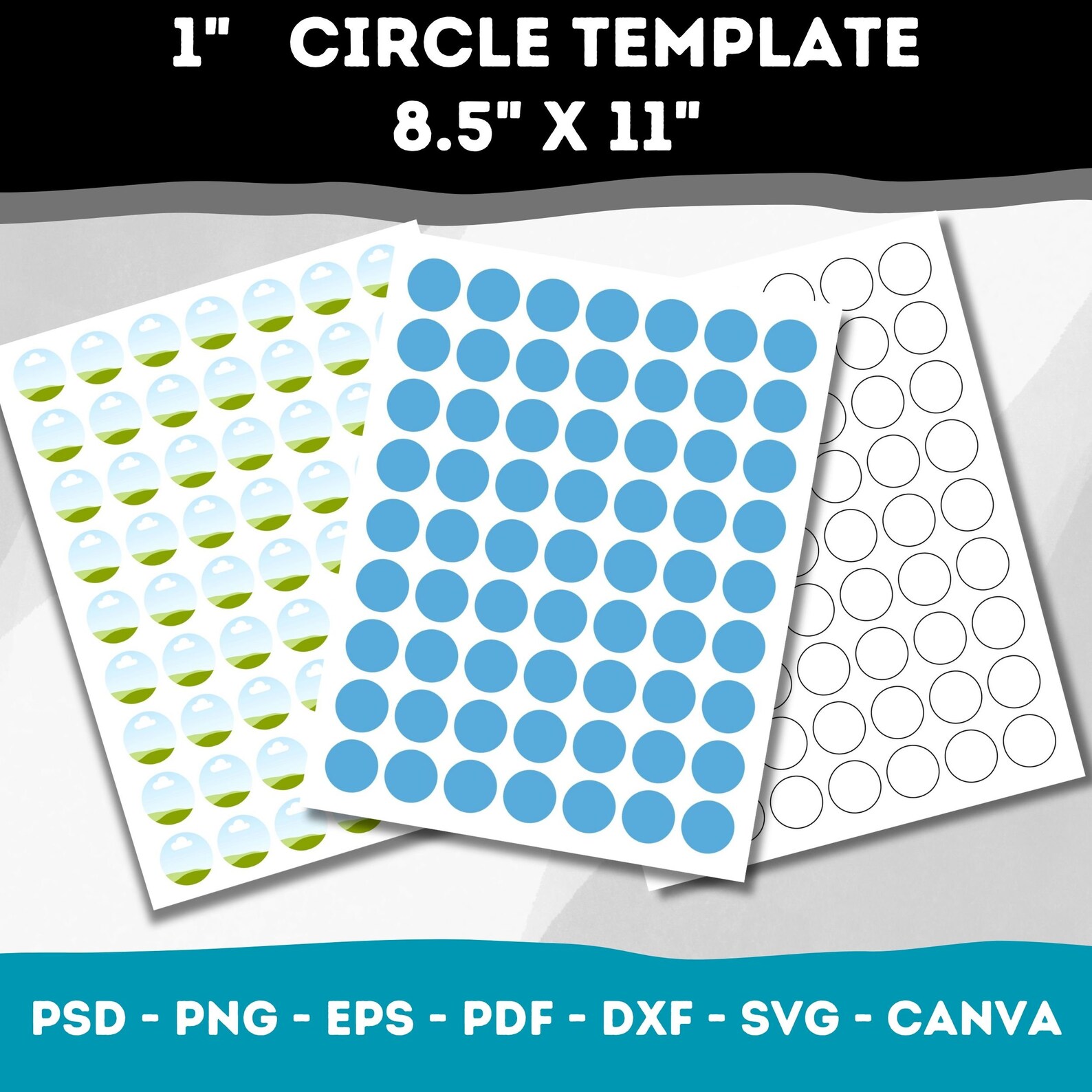 1 Inch Circle Template, 1" Template in Psd, Eps, Pdf, Dxf and Canva ...