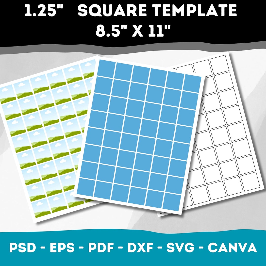 1.25 Inch Square Template, 1.25" Template in Psd, Eps, Pdf, Dxf and ...