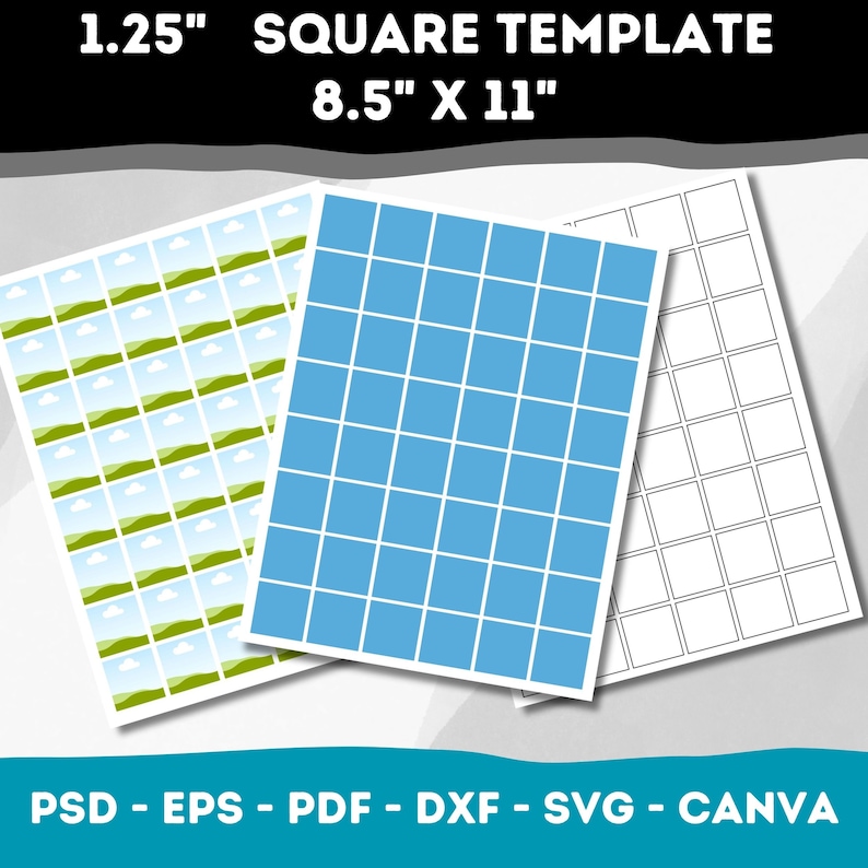 1.25 Inch Square Template, 1.25" Template in Psd, Eps, Pdf, Dxf and ...
