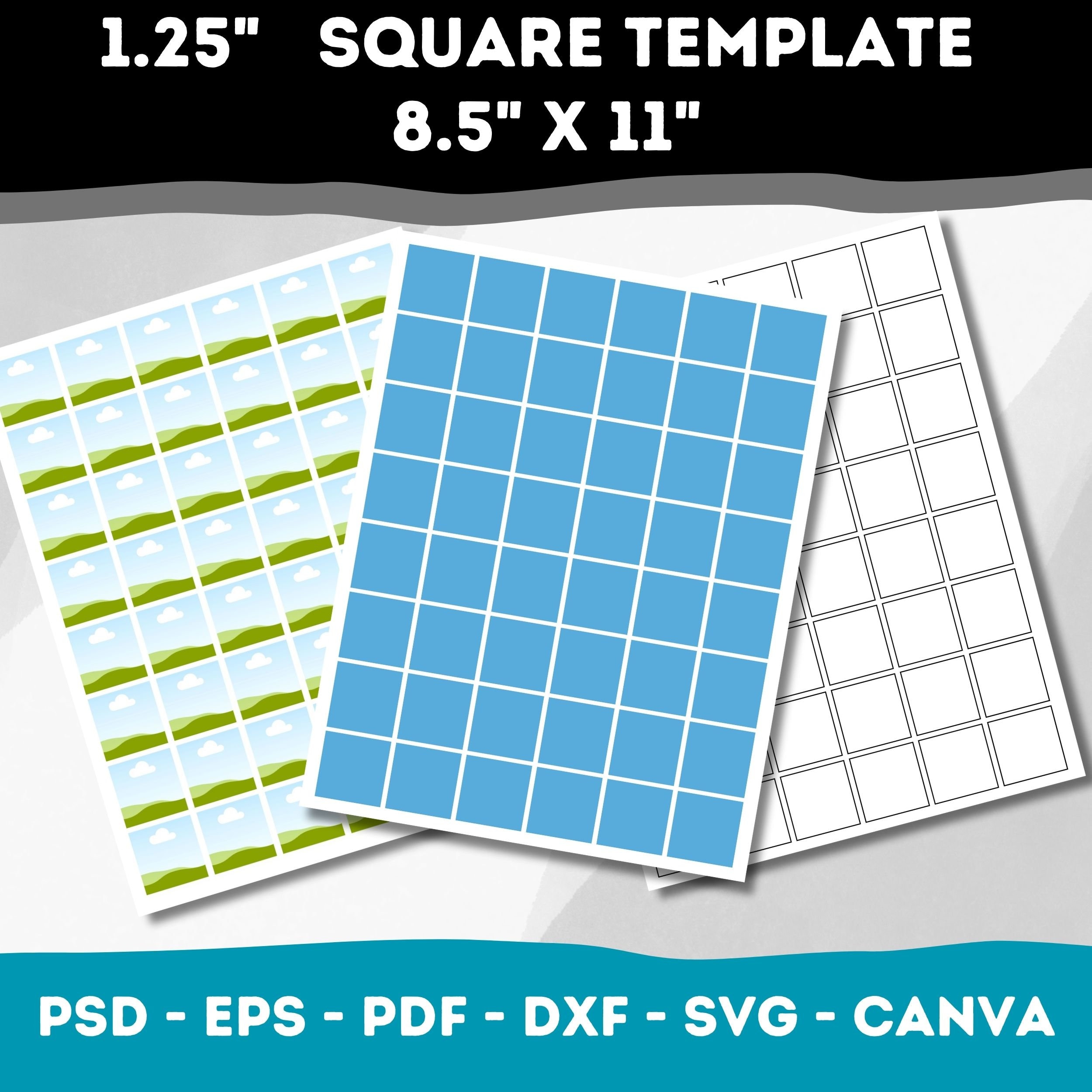 1.25 Inch Square Template, 1.25 Template in Psd, Eps, Pdf, Dxf and ...