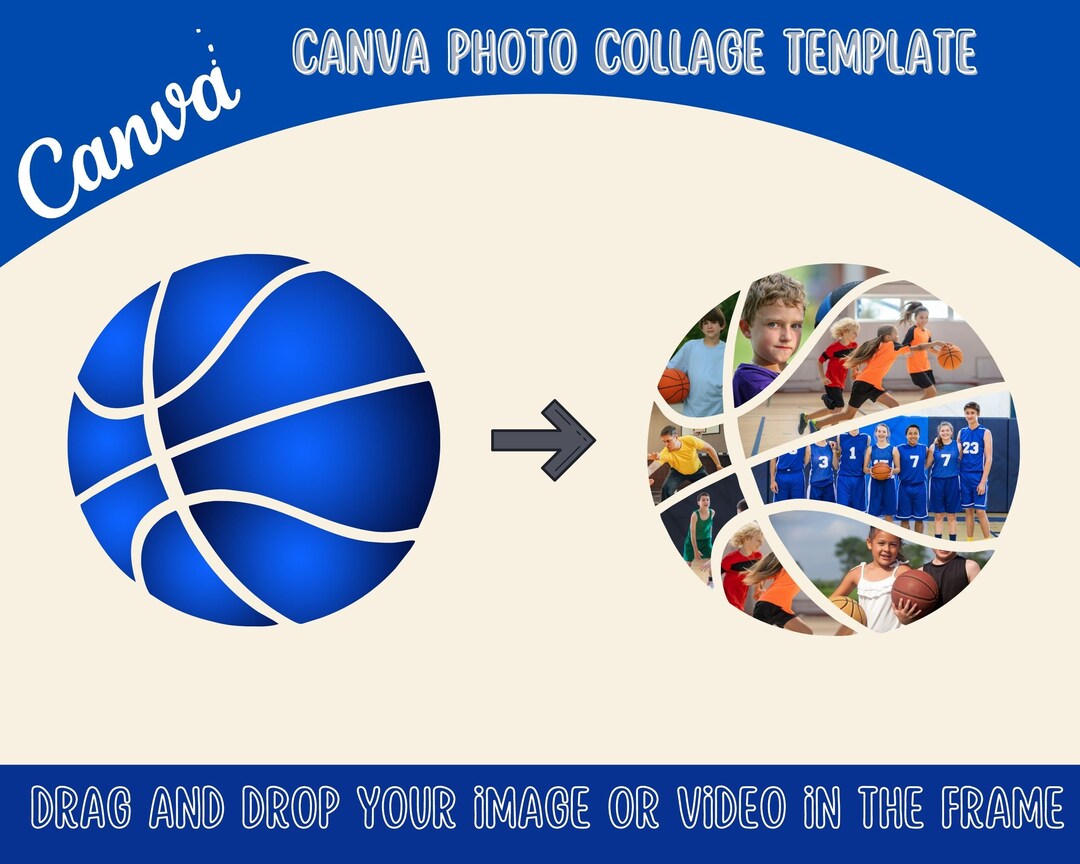 Editable Basketball Photo Collage Template , Digital Print , Ball Photo ...
