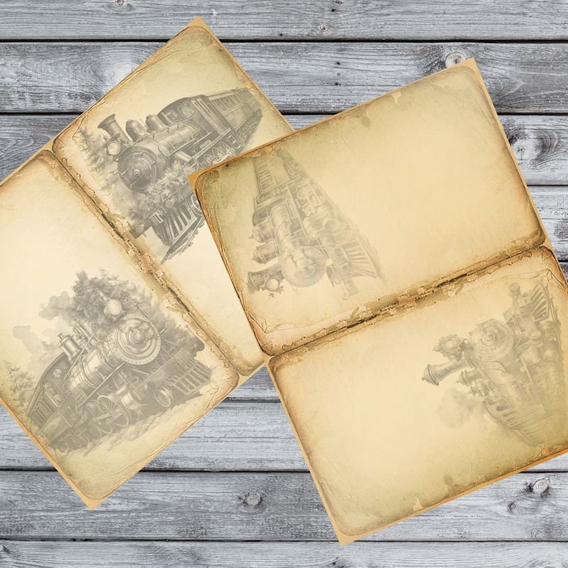 Vintage Trains Junk Journal Pages Kit Locomotive Junk Journal for ...