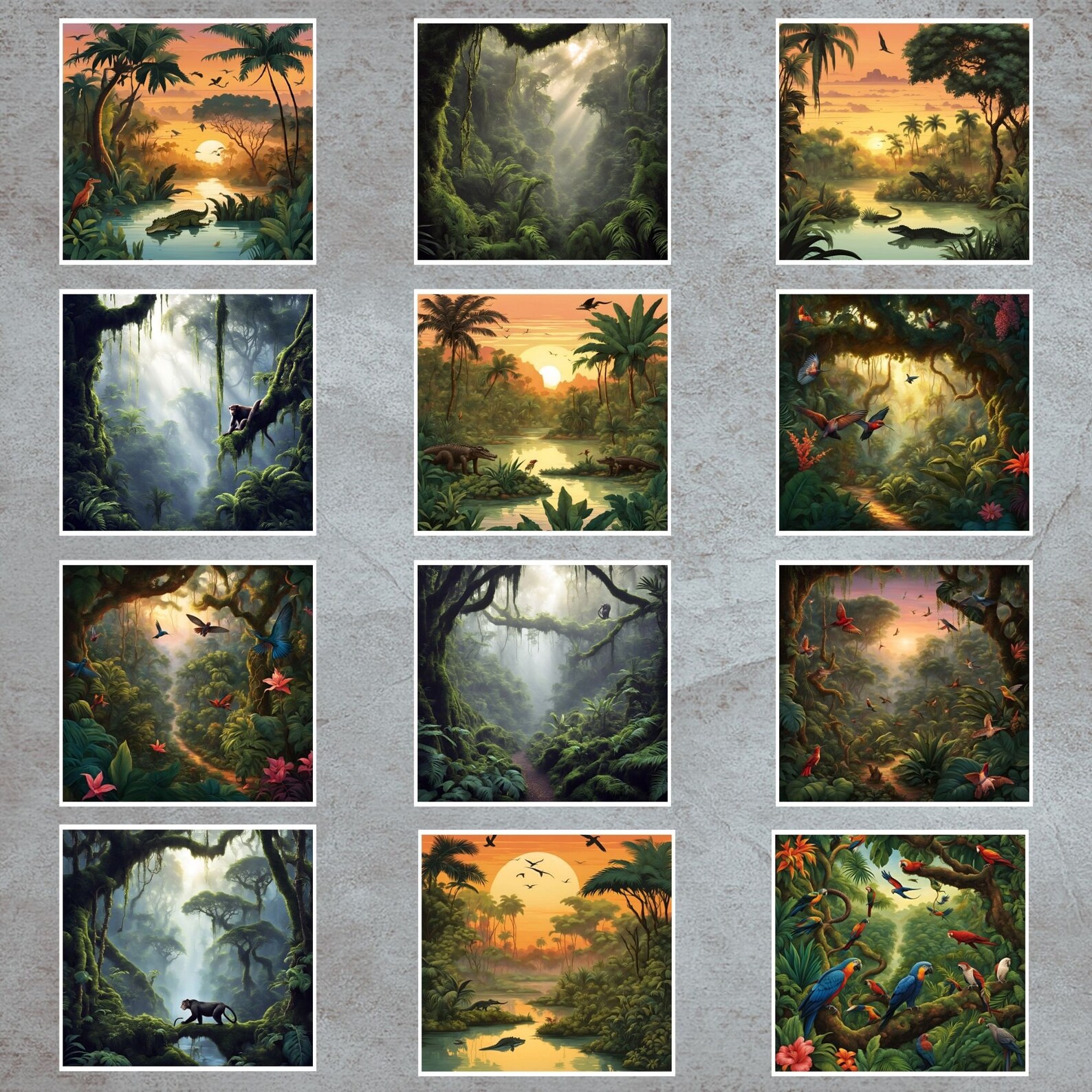 Jungle Paradise Digital Paper Pack, Tropical Forest Pattern ,nature ...