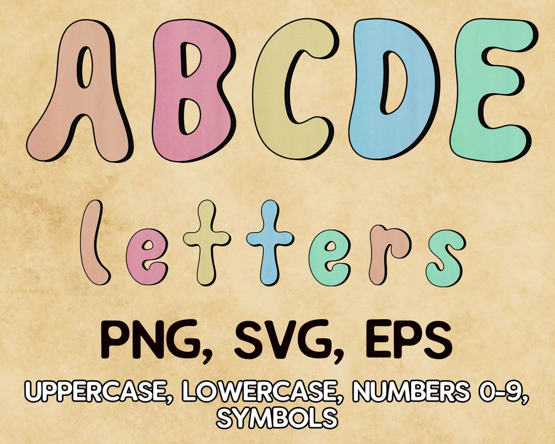 Retro Alphabet Letters, Boho Alphabet Letters Set, Retro Doodle Letters ...