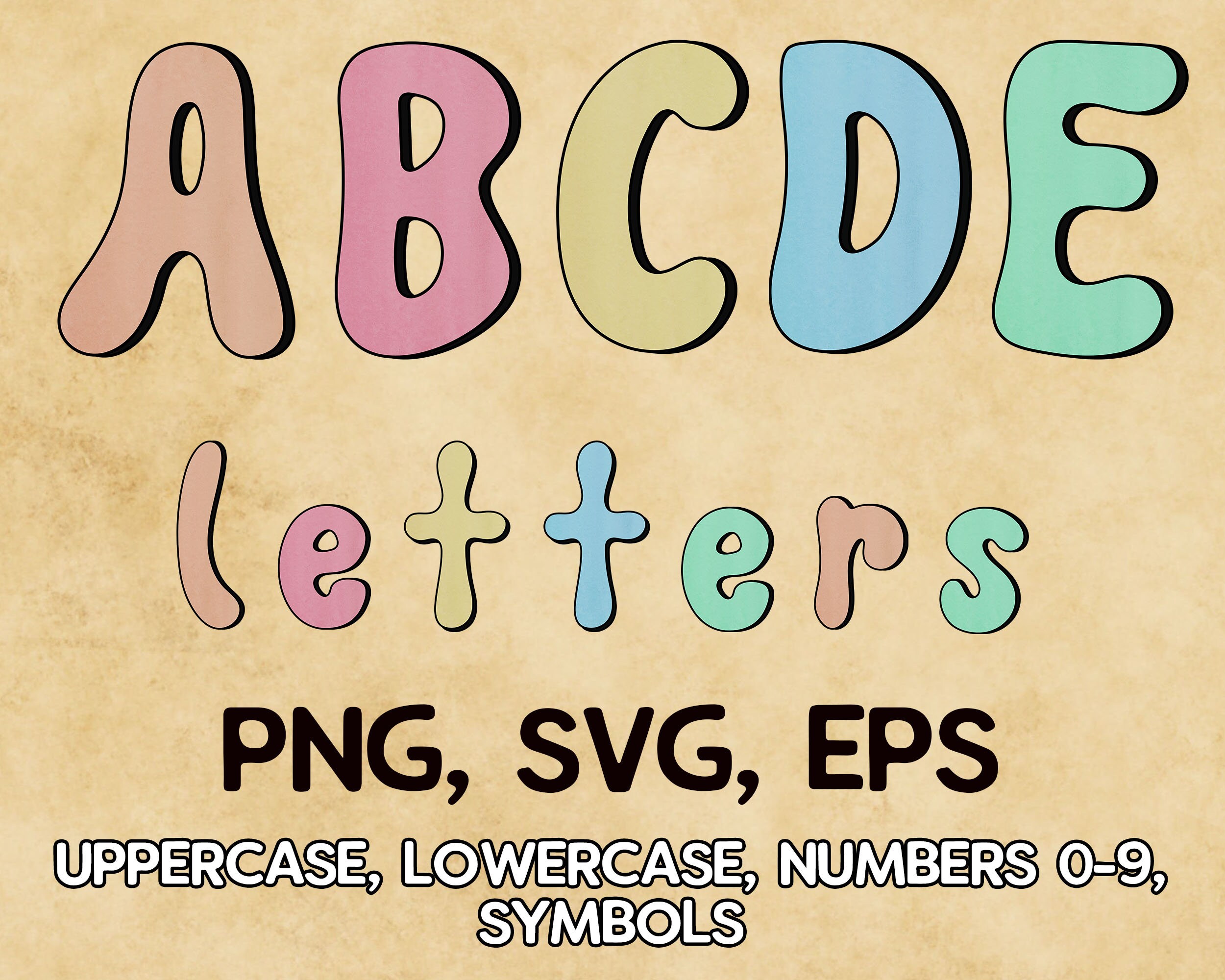 Retro Alphabet Letters, Boho Alphabet Letters Set, Retro Doodle Letters ...