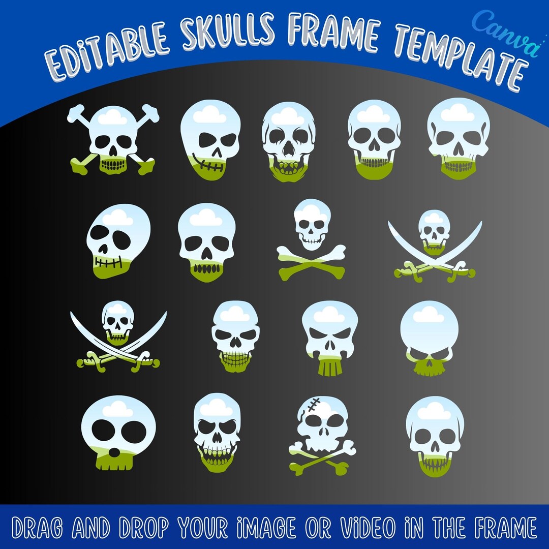 Design Your Own Skull Head, Editable Skull Canva Template, Drag and ...