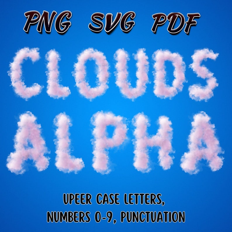 Pink Clouds Alphabet Letters Clip Art Set, SVG, PNG Clip Art Bundle ...