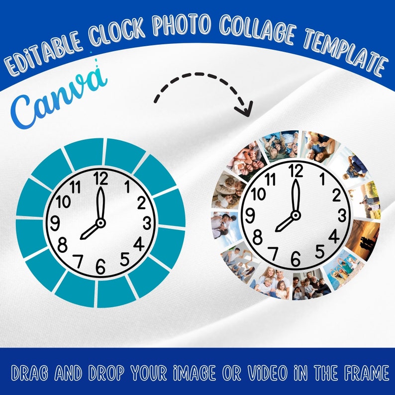 Editable Canva Clock Photo Collage 1, Create Your Own Clock Photo ...
