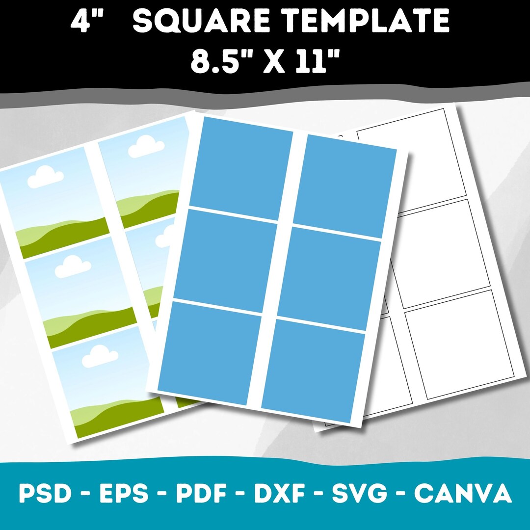 4 Inch Square Template, 4" Template in Psd, Eps, Pdf, Dxf and Canva ...
