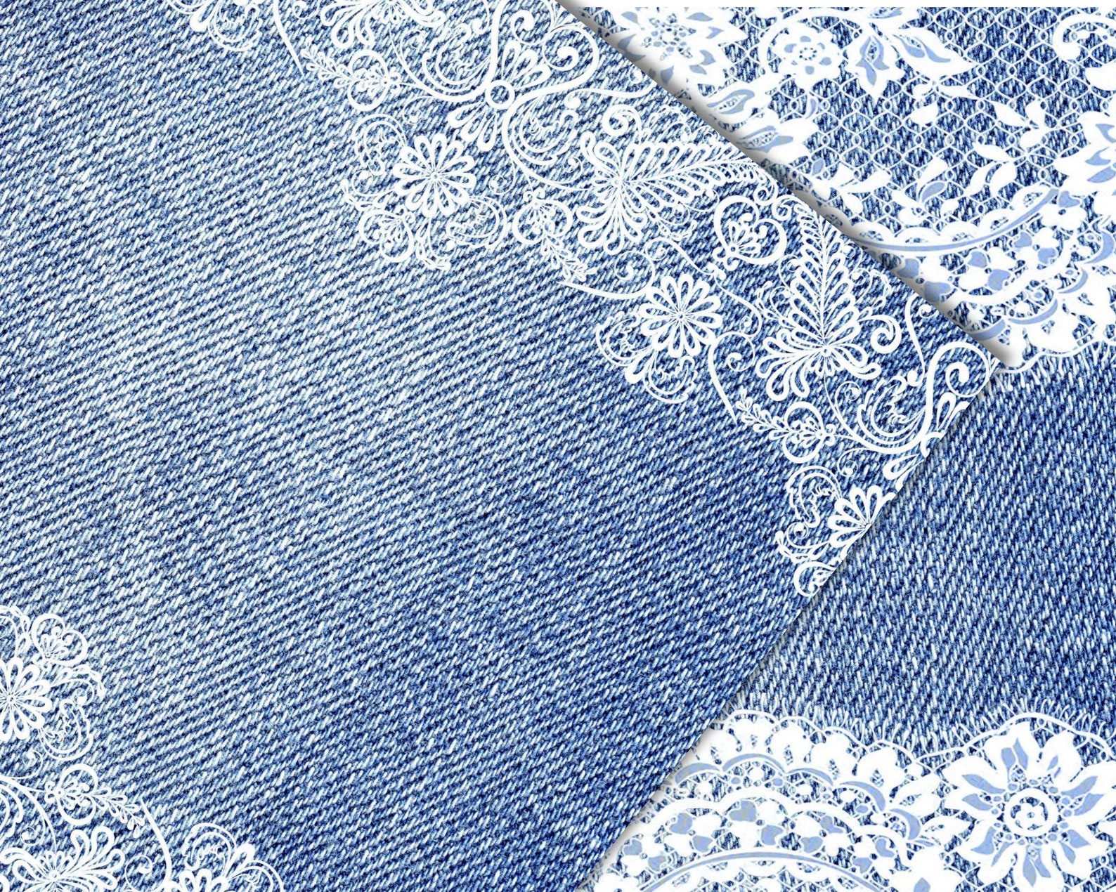 Denim & Lace Textured Digital Papers, Washed Denim Digital Background ...