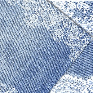 Denim & Lace Textured Digital Papers, Washed Denim Digital Background ...