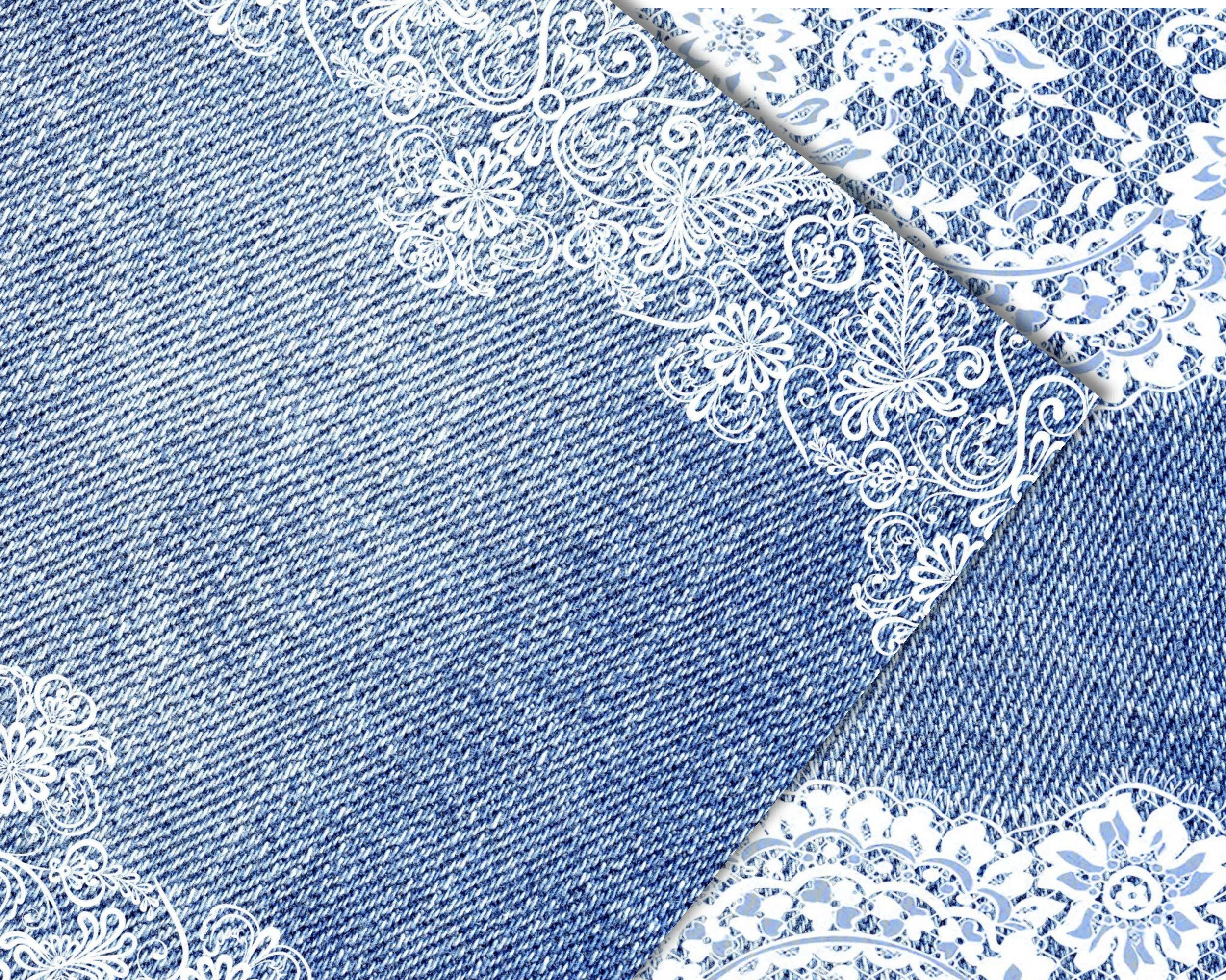 Denim & Lace Textured Digital Papers, Washed Denim Digital Background ...