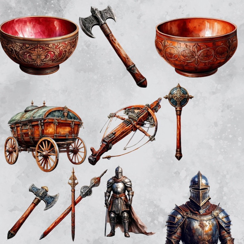 Medieval Life Clip Art Set, Medieval Life Illustrations, Knights and ...