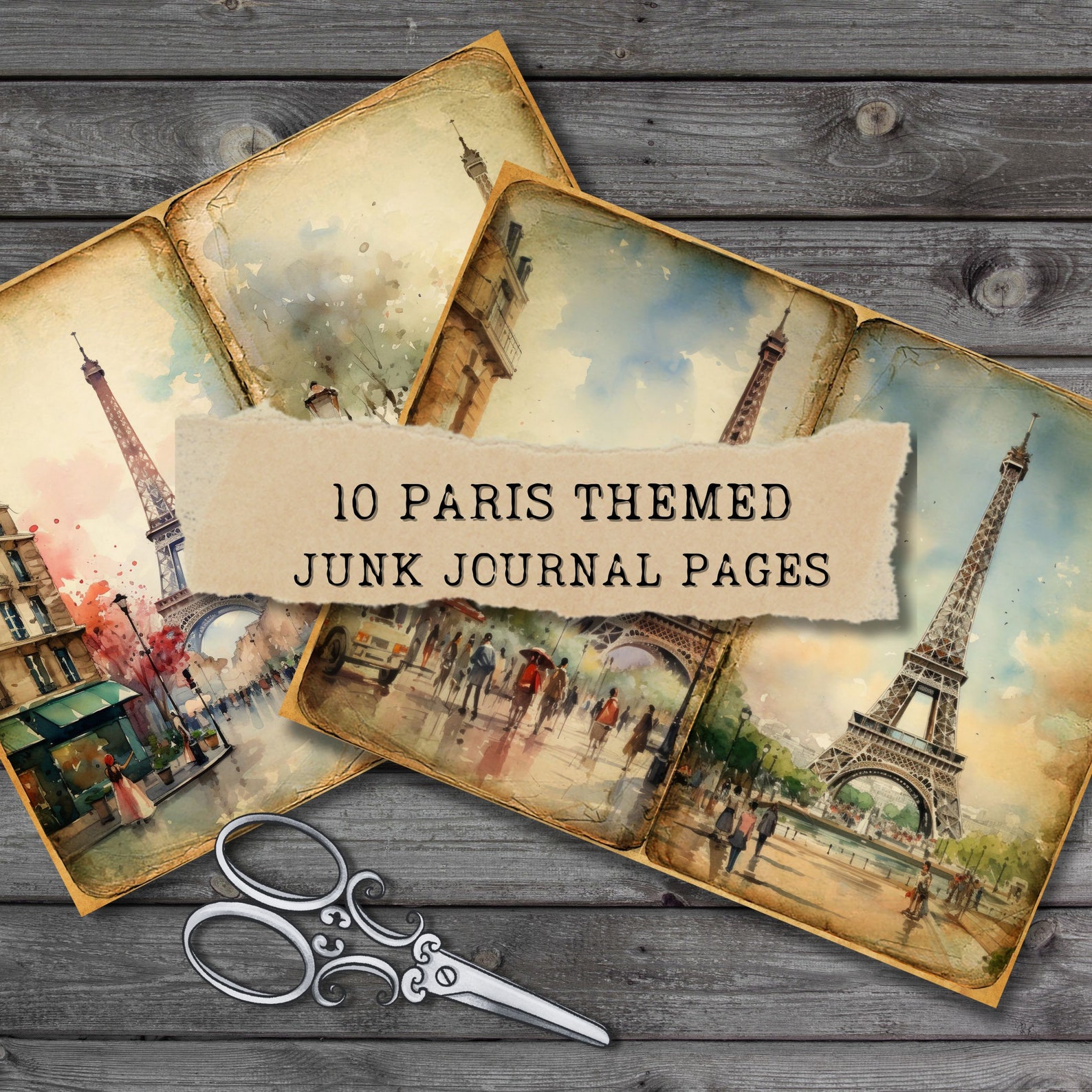 Vintage Paris Themed Junk Journal Pages Kit - Eiffel Tower Journal for ...