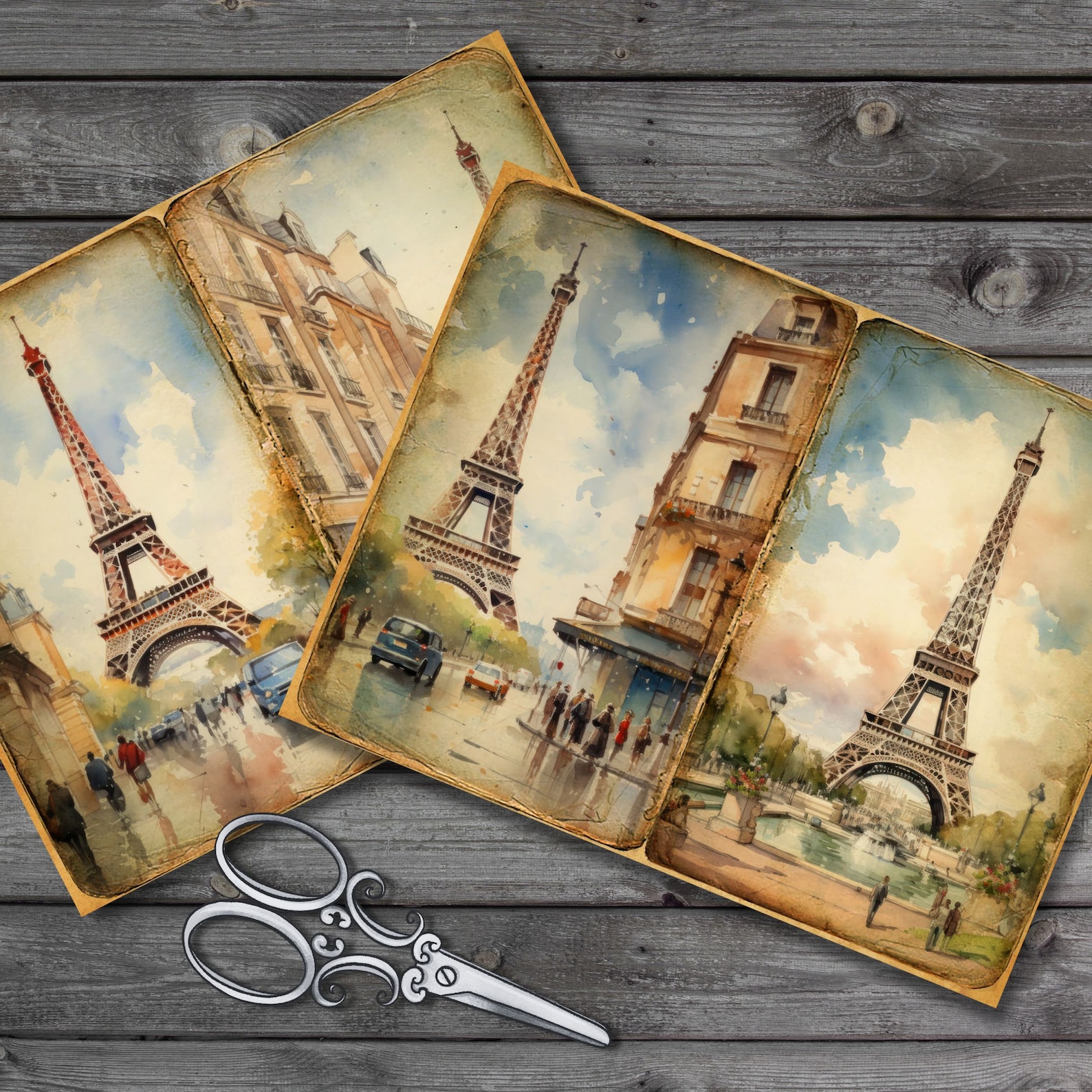Vintage Paris Themed Junk Journal Pages Kit - Eiffel Tower Journal for ...