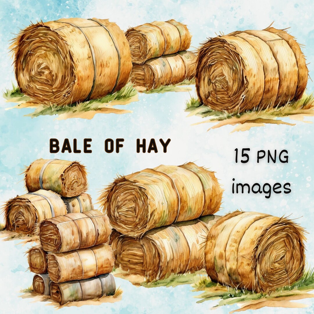 Watercolor Bale of Hay Clipart Bundle,printable Watercolor Hay Bale ...
