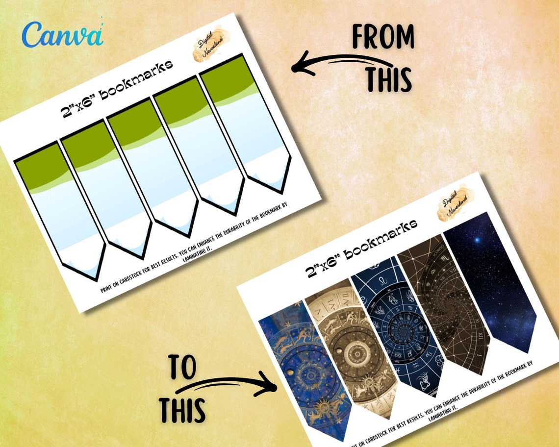 Editable Canva Digital Bookmark Template, Printable Bookmarks, Create ...