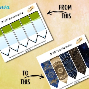 Editable Canva Digital Bookmark Template, Printable Bookmarks, Create ...