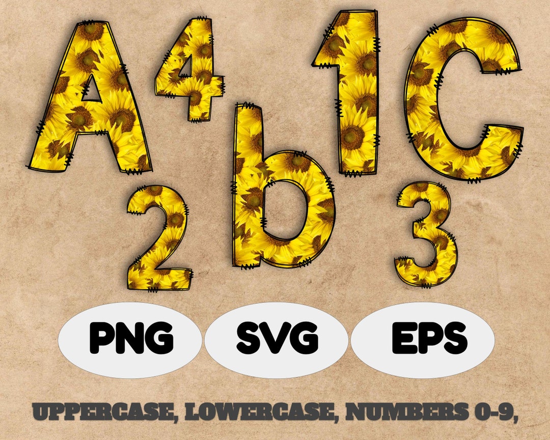 Sunflower Doodle Alphabet Letters, Floral Letters, Flower Alphabet Pack ...