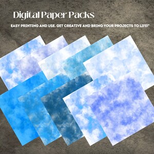 Watercolor Cloud Texture Digital Papers Pack, Blue Sky Digital ...