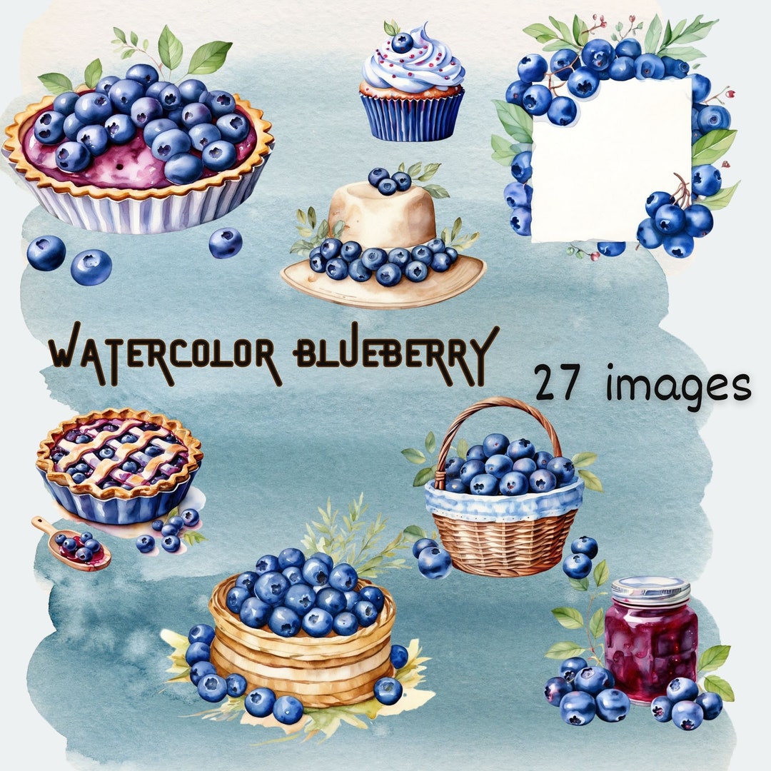 Blueberry Garden Themed Clip Art Set, Blueberries PNG, Summer Graphics ...