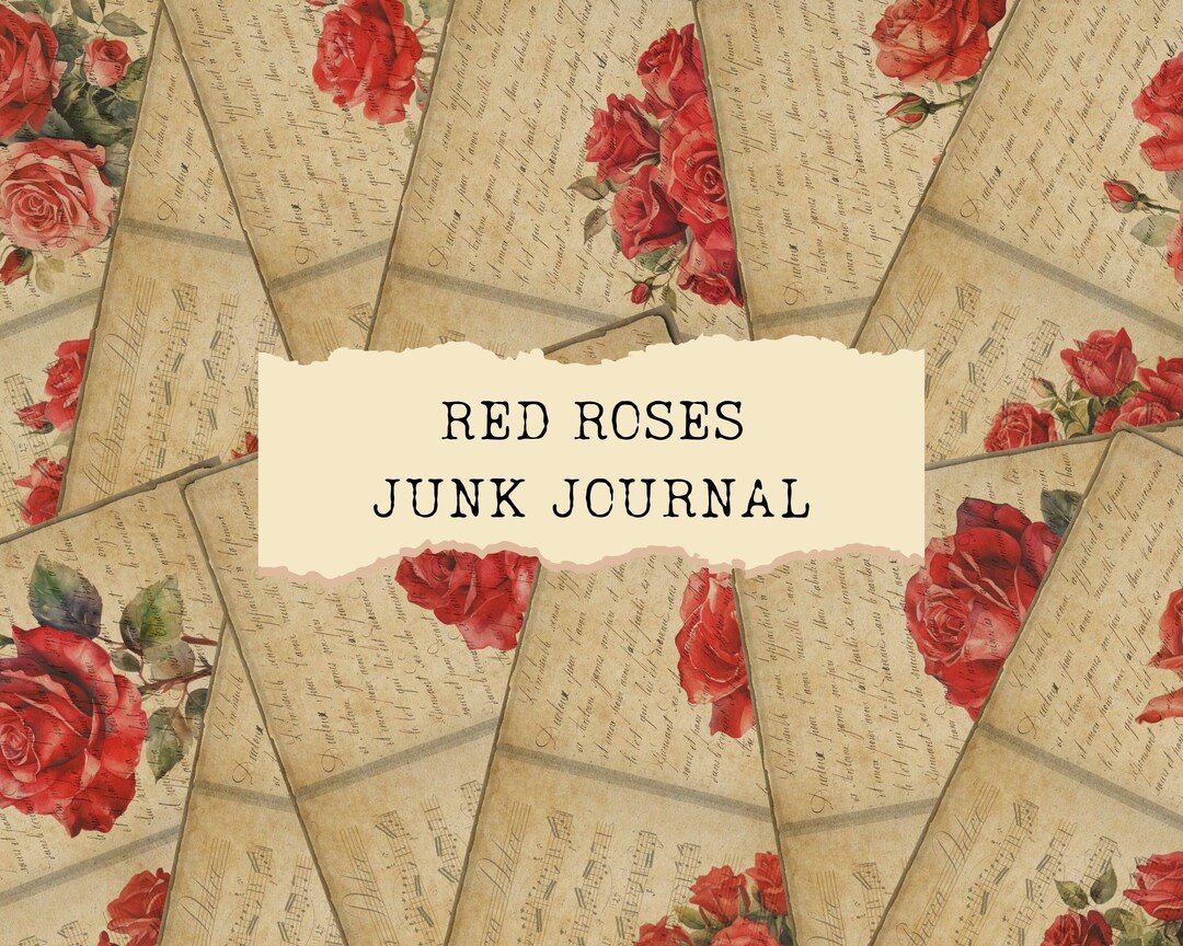 Vintage Red Roses Journal Pages Kit, Vintage Roses Junk Journal for ...