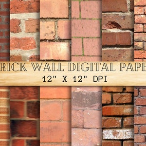 Brick Wall Digital Paper Pack-instant Download Printable"brick Wall ...